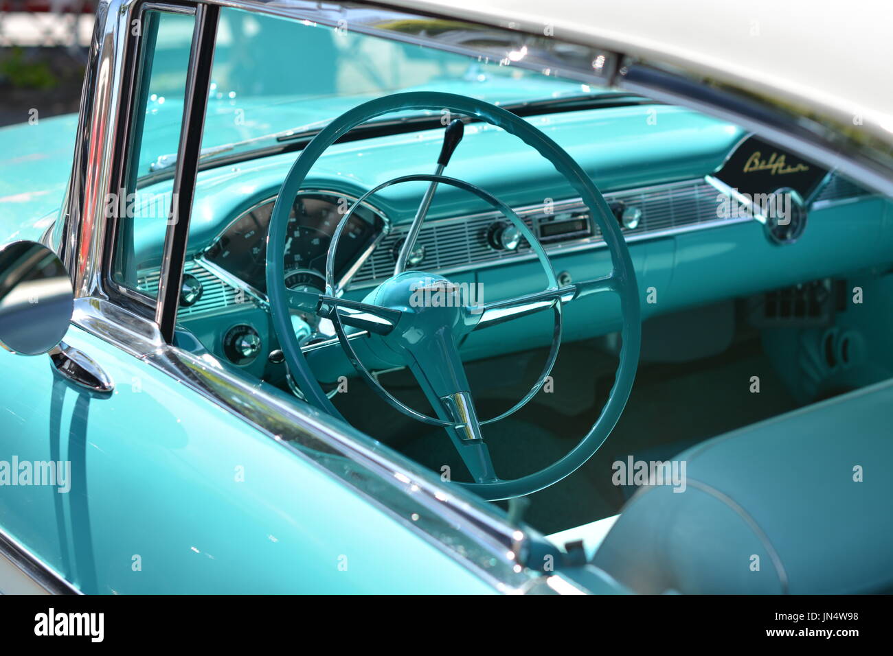 Light Blue Vintage Car Stock Photo - Alamy