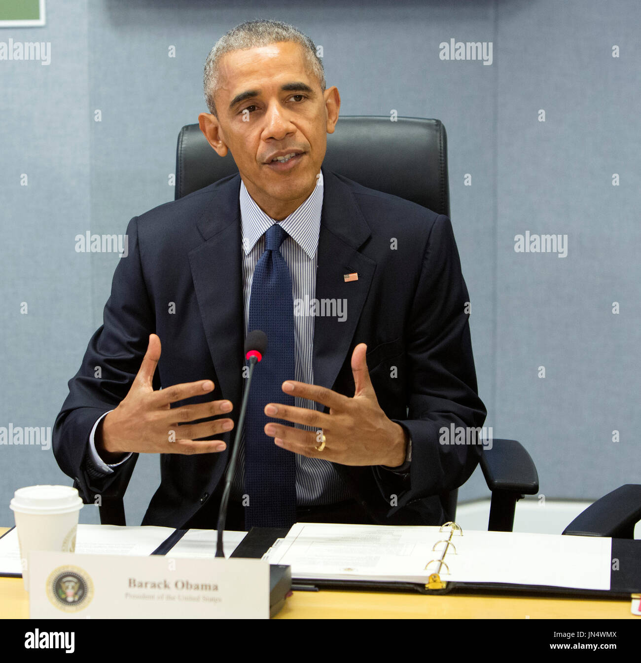 United States President Barack Obama makes a statement after receiving ...