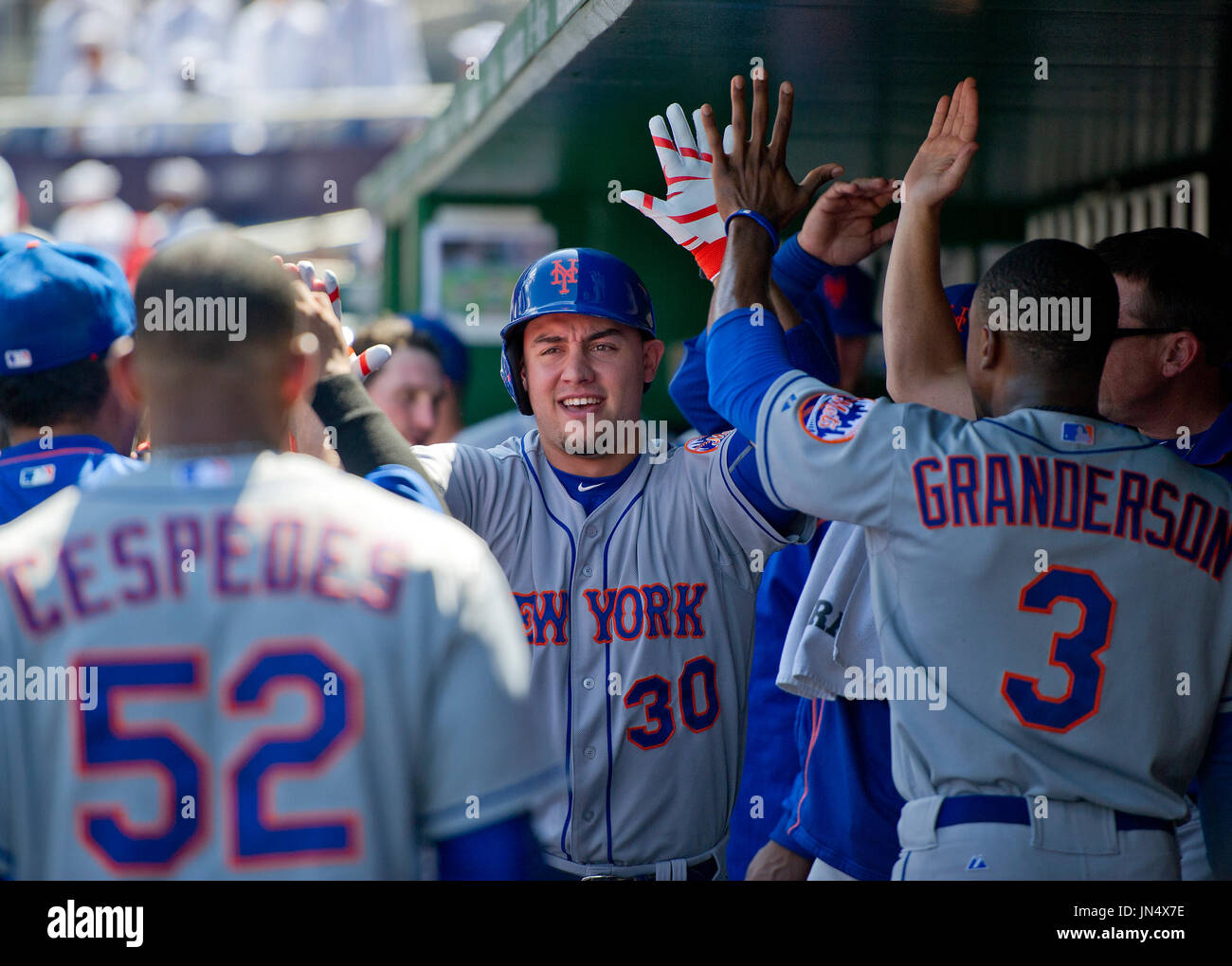 New York Mets left fielder Michael Conforto (30) celebrates with his ...
