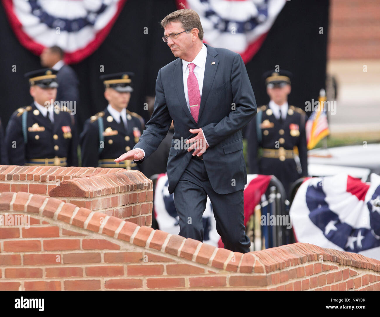 Secretary of Defense Ashton Carter arrives for the retirement ceremony ...