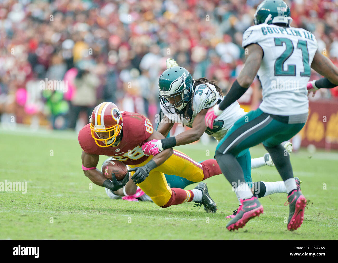 Washington Redskins wide receiver Pierre Garcon (88) is tackled by ...