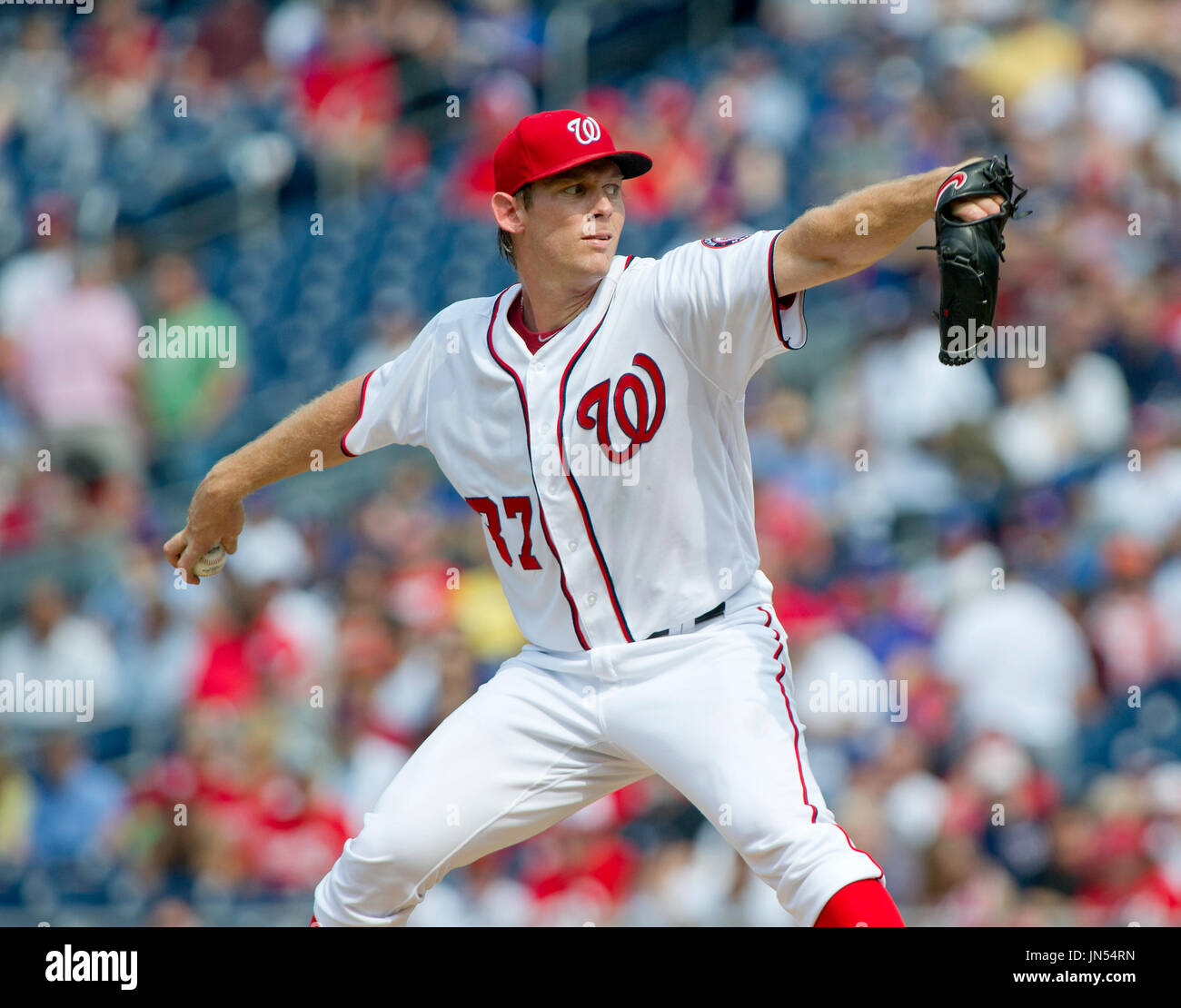 Washington Nationals starting pitcher Stephen Strasburg (37) works in ...