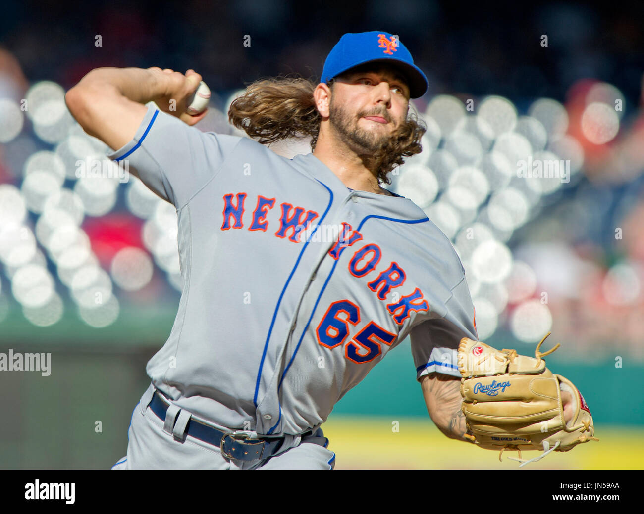 New York Mets starting pitcher Robert Gsellman (65) works in the first ...