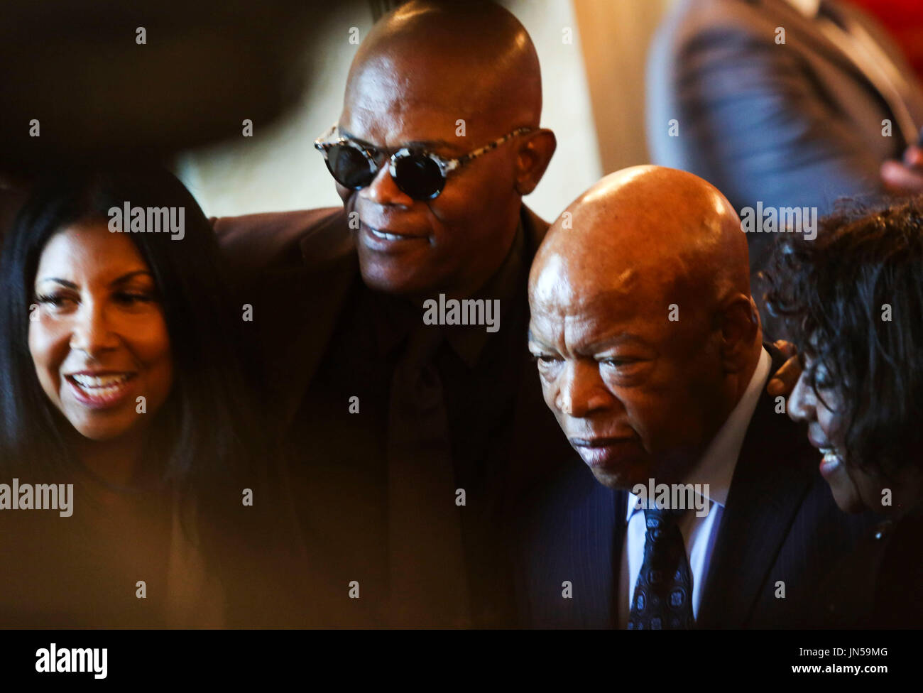 Actor Samuel Jackson poses with Civil Rights pioneer John Lewis (D-GA ...