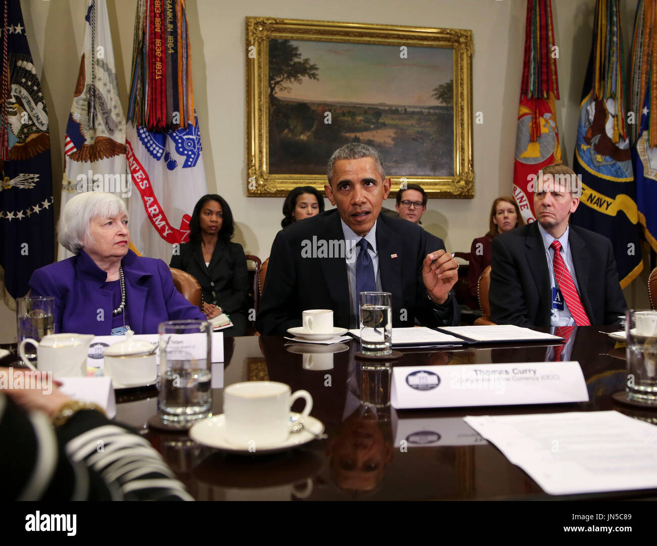 US President Barack Obama speaks to the press after a meeting with ...