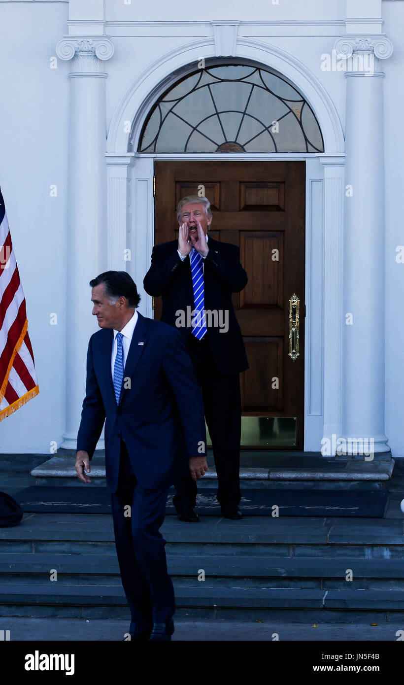 Mitt Romney (L) leaves after meeting with United States President-elect ...