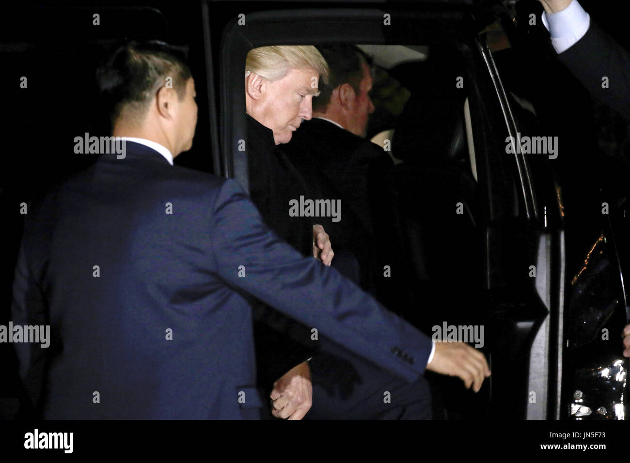 United States President-elect Donald Trump departs the clubhouse of ...