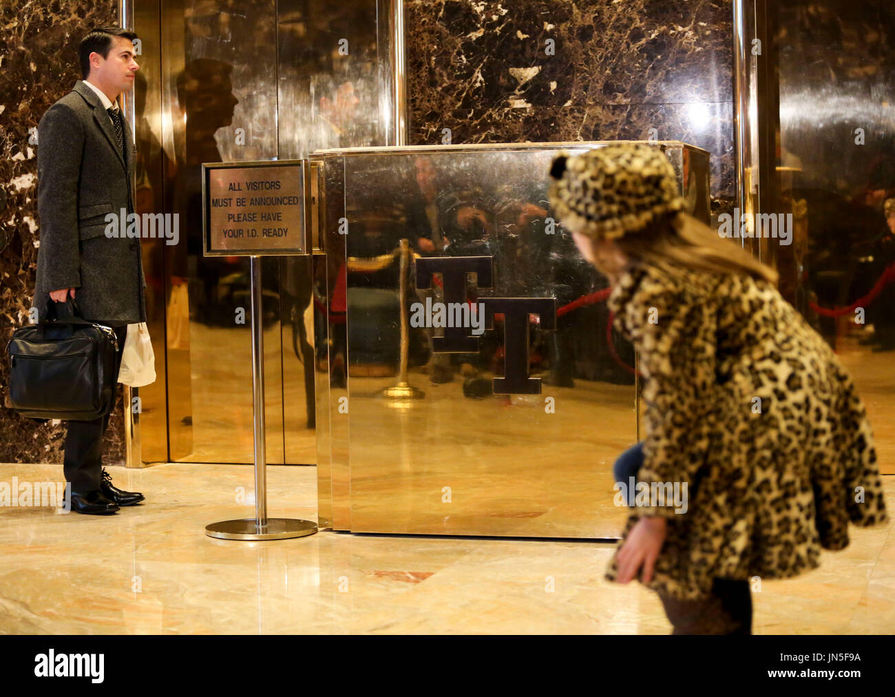 Activities in the lobby of the Trump Tower, while United States ...