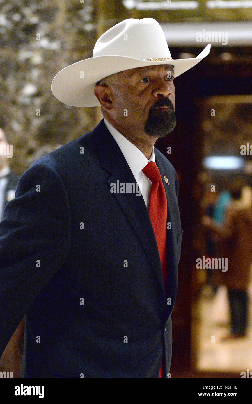 Sheriff David Clarke of Milwaukee County, Wisconsin, is seen leaving ...