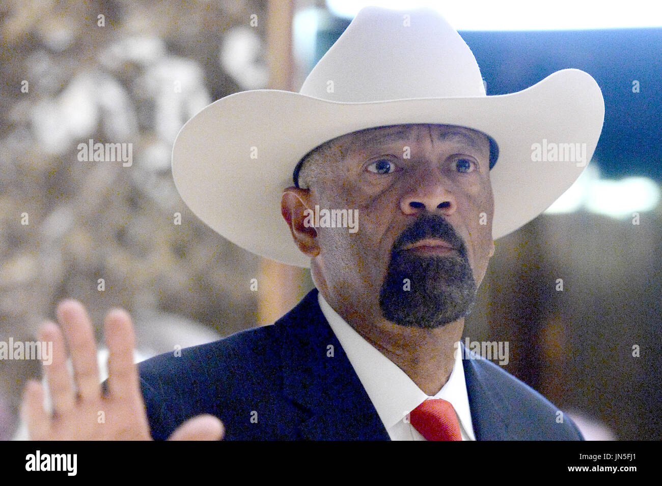 Sheriff David Clarke of Milwaukee County, Wisconsin, is seen leaving ...