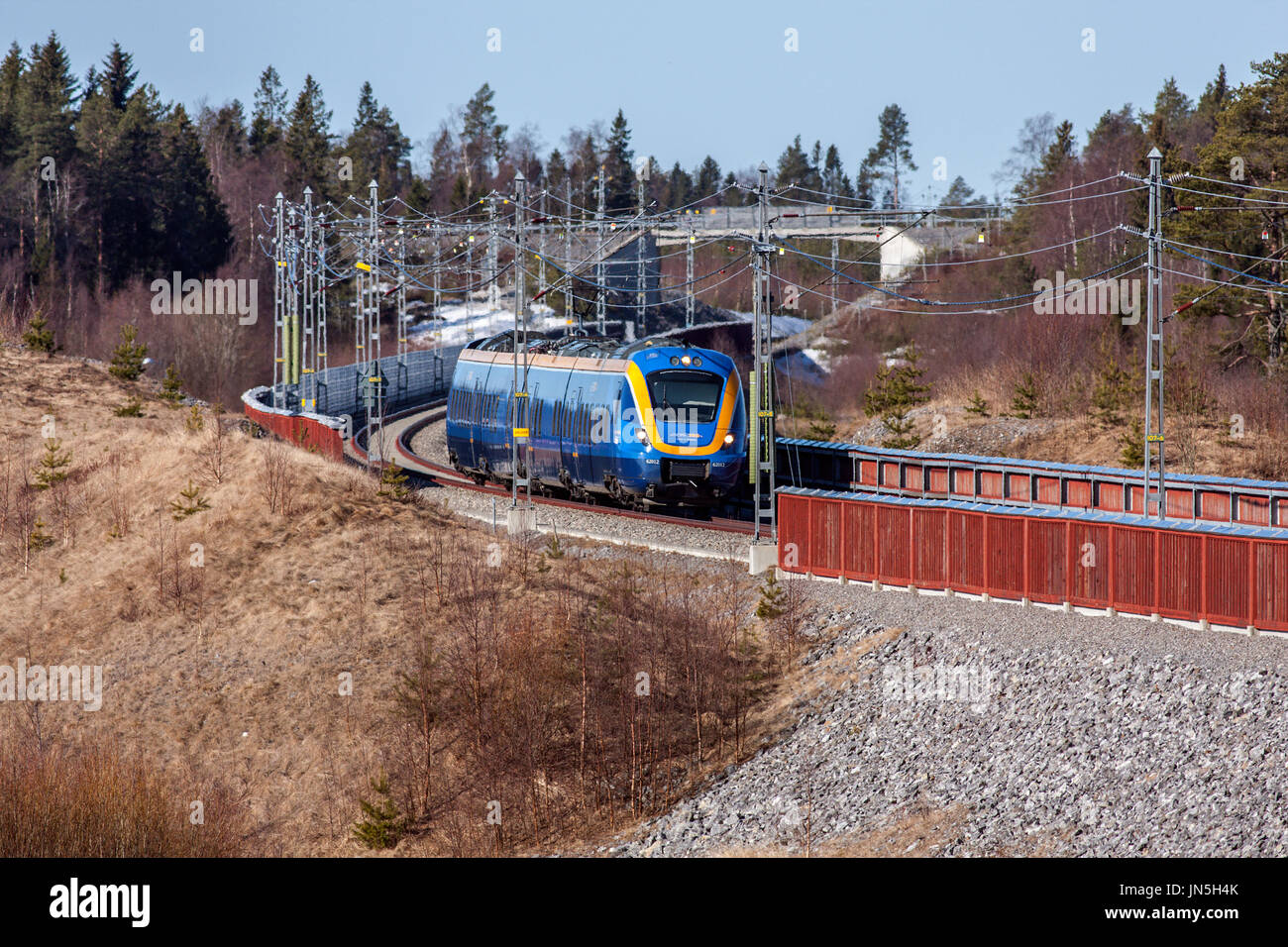 BOTHNIA LINE, SWEDEN ON APRIL 24, 2017. View of Norrtag on the track ...