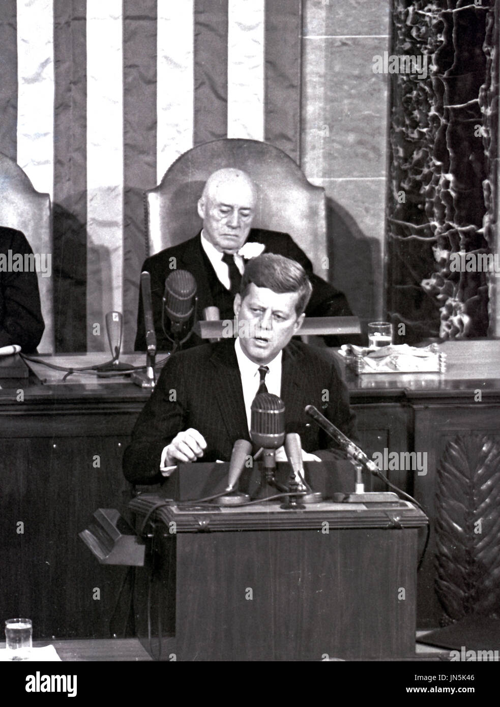 United States President John F. Kennedy outlined his vision for manned ...