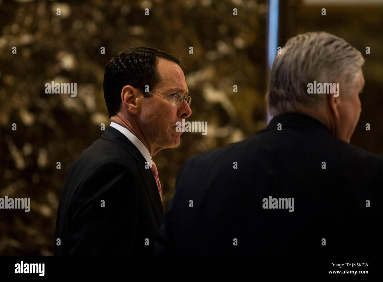 Randall Stephenson, the CEO of AT&T arrives at Trump Tower in Manhattan ...