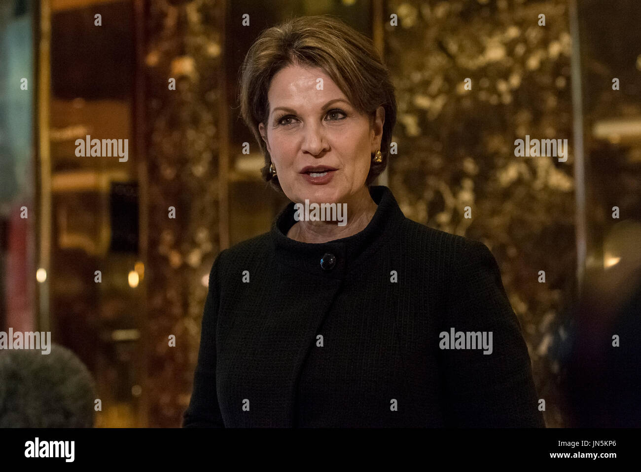 Lockheed Martin CEO Marillyn Hewson speaks with the press following her ...