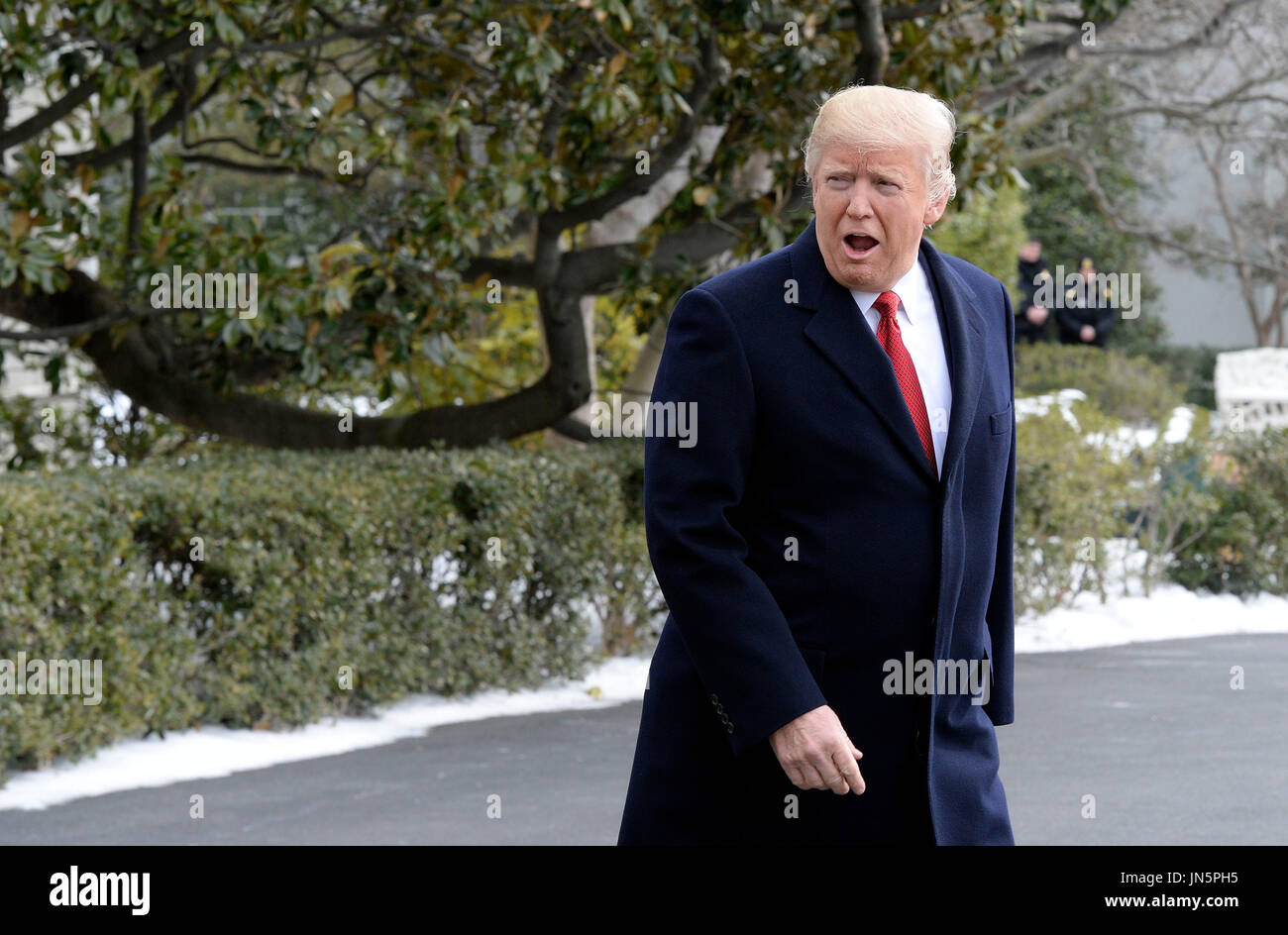 United States President Donald J. Trump walks on the South Lawn of the ...