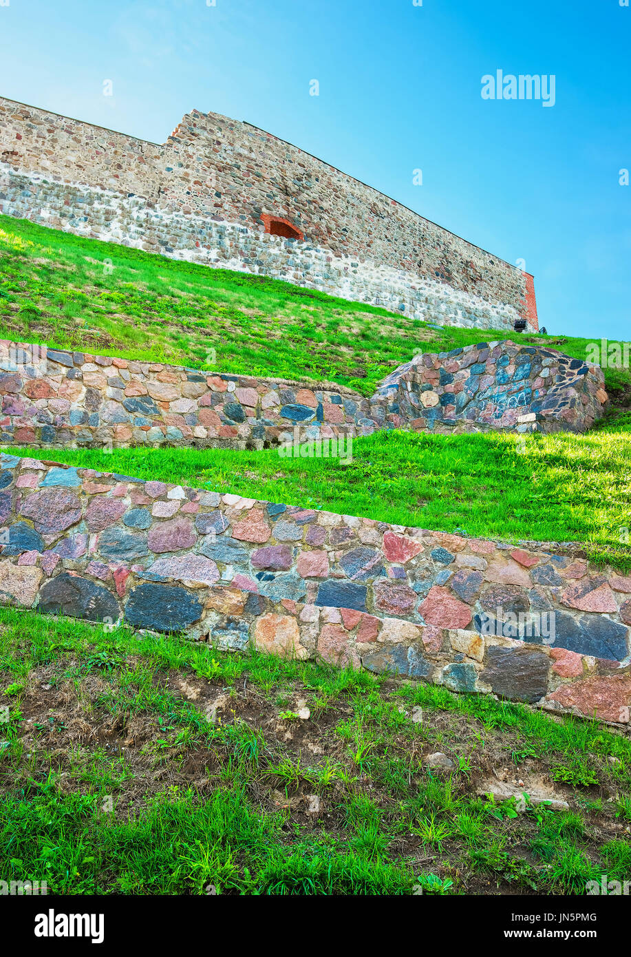 Ruins of the keep of the Upper Castle on the hill in the historical ...