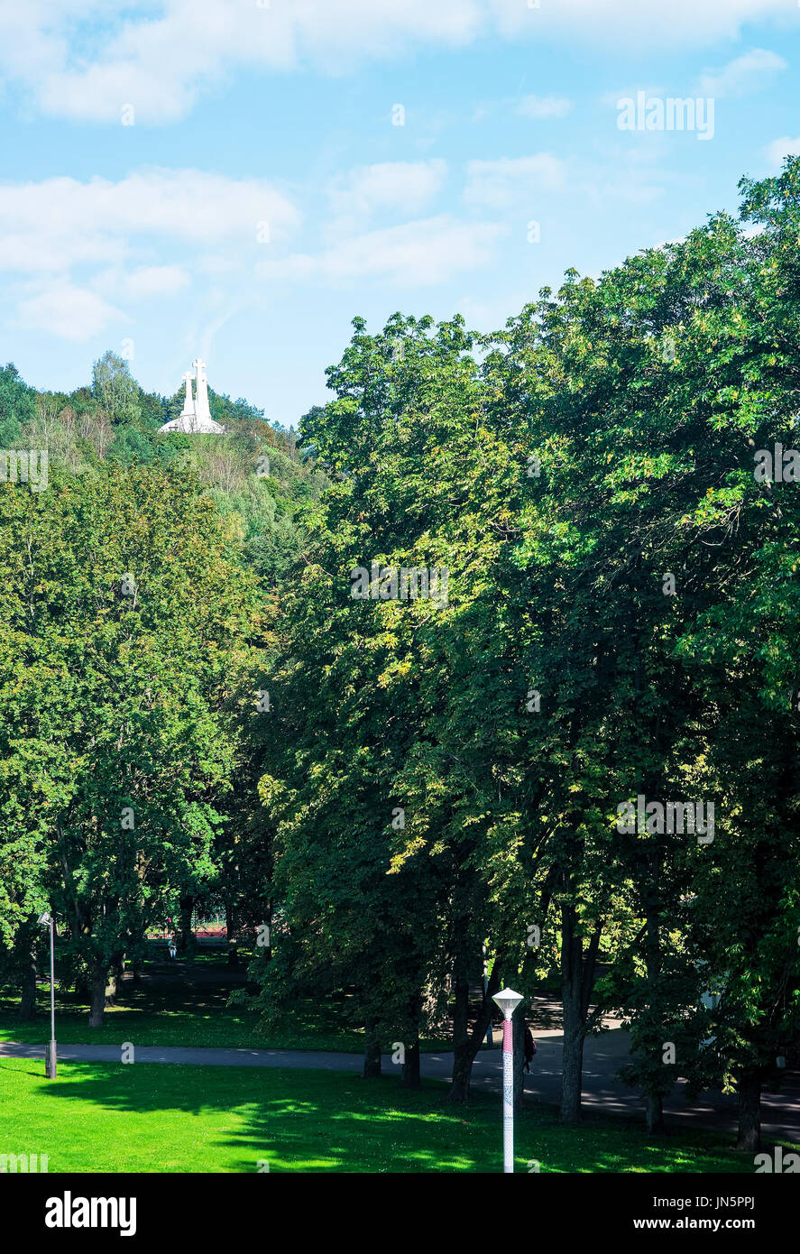 Three crosses monument on the hill in Vilnius, Lithuania, Baltic ...