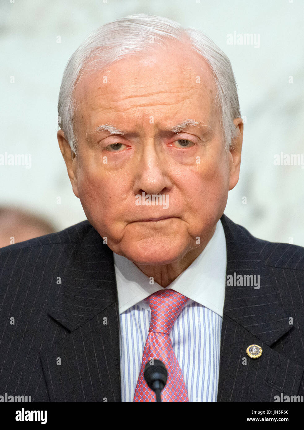 United States Senator Orrin Hatch (Republican of Utah) listens as Judge ...