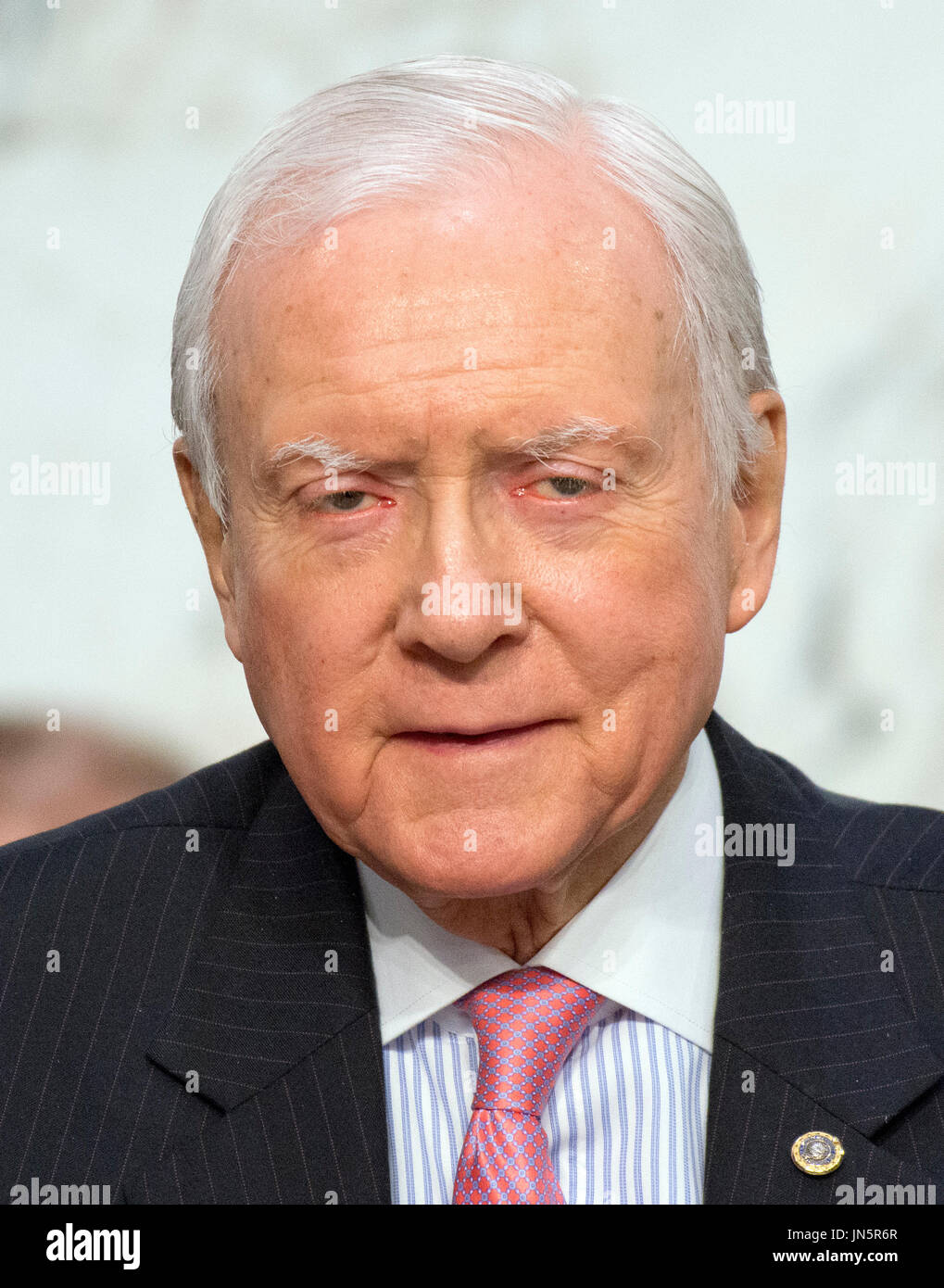 United States Senator Orrin Hatch (Republican of Utah) listens as Judge ...