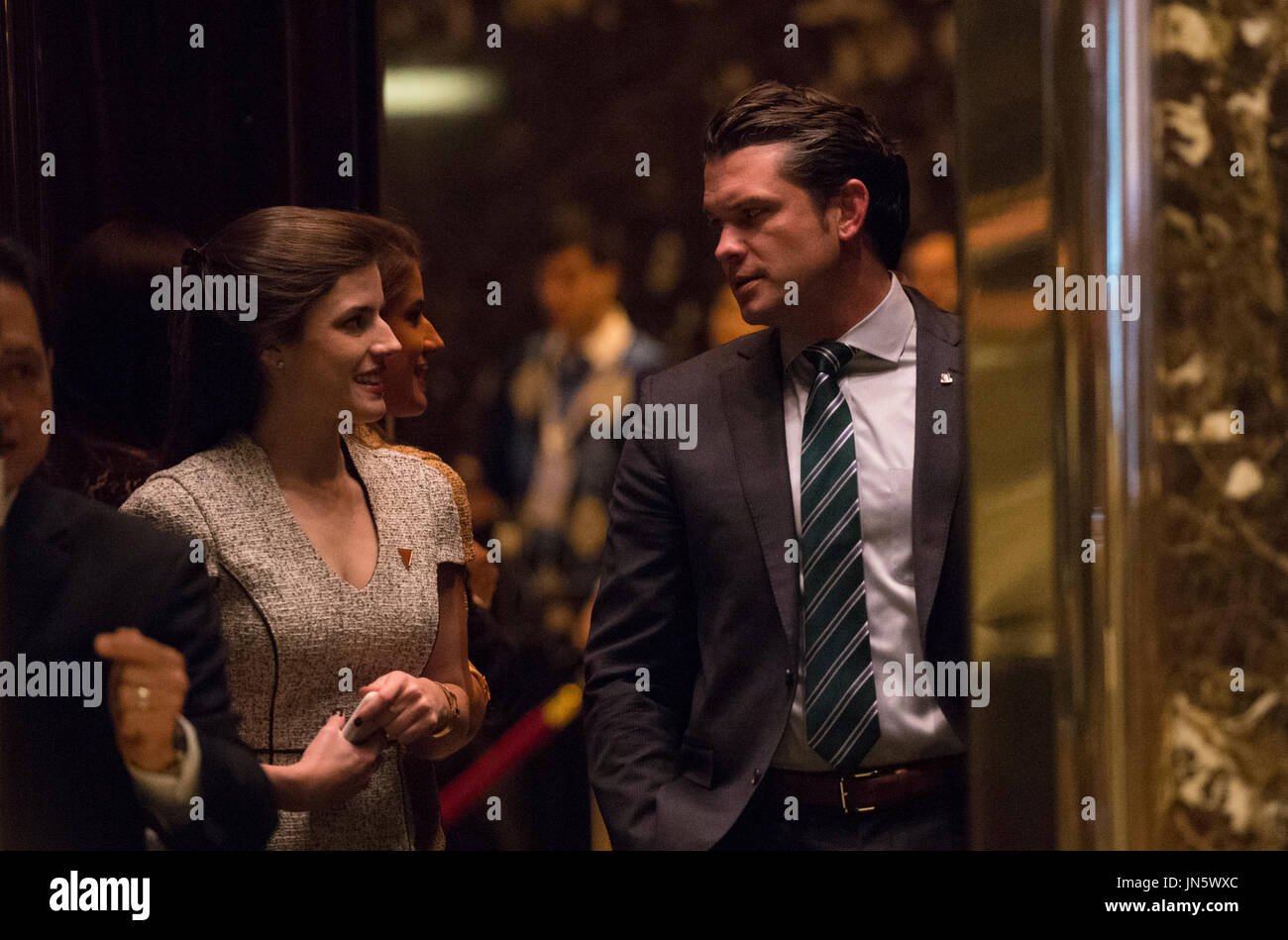 Pete Hegseth (L), a contender for the position of Veterans Affairs ...