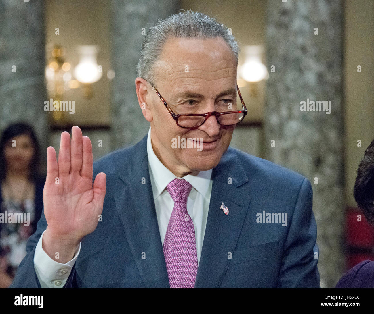 United States Senator Chuck Schumer (Democrat of New York), takes the ...