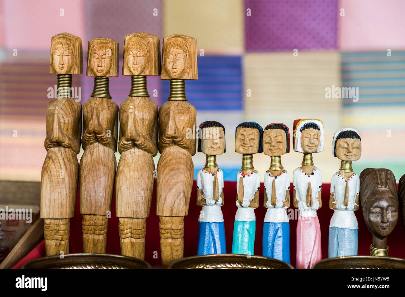 Wooden Dolls of Karen long neck hill tribe, the village in north of ...