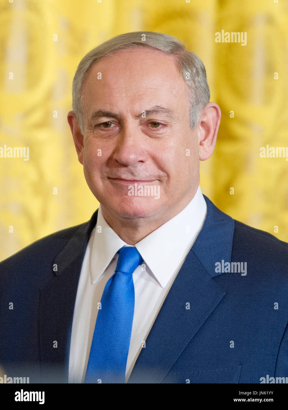 Prime Minister Benjamin Netanyahu of Israel arrives for the joint press ...