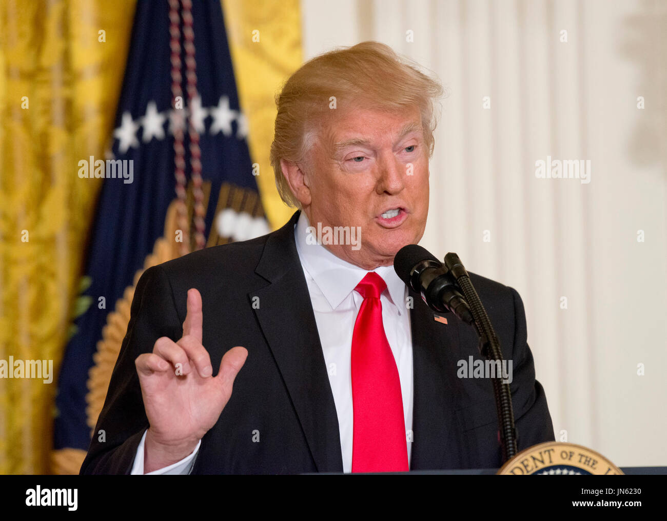 United States President Donald J. Trump conducts a press conference in ...