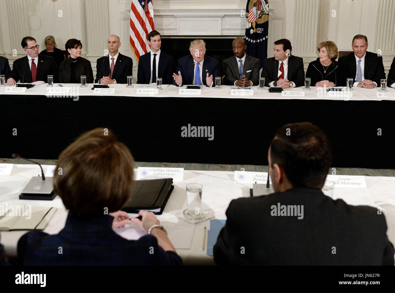 United States President Donald Trump speaks during a listening session ...