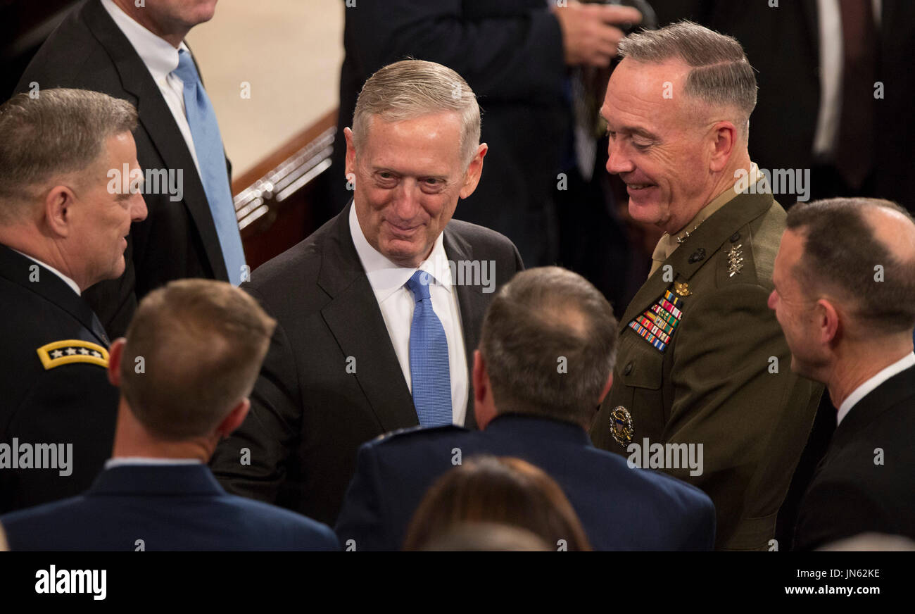 United States Secretary of Defense James Mattis speaks to members of ...