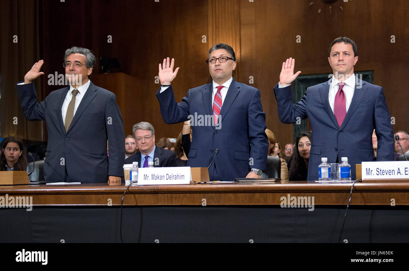 From left to right: Noel J. Francisco, Makan Delrahim, and Steven A ...