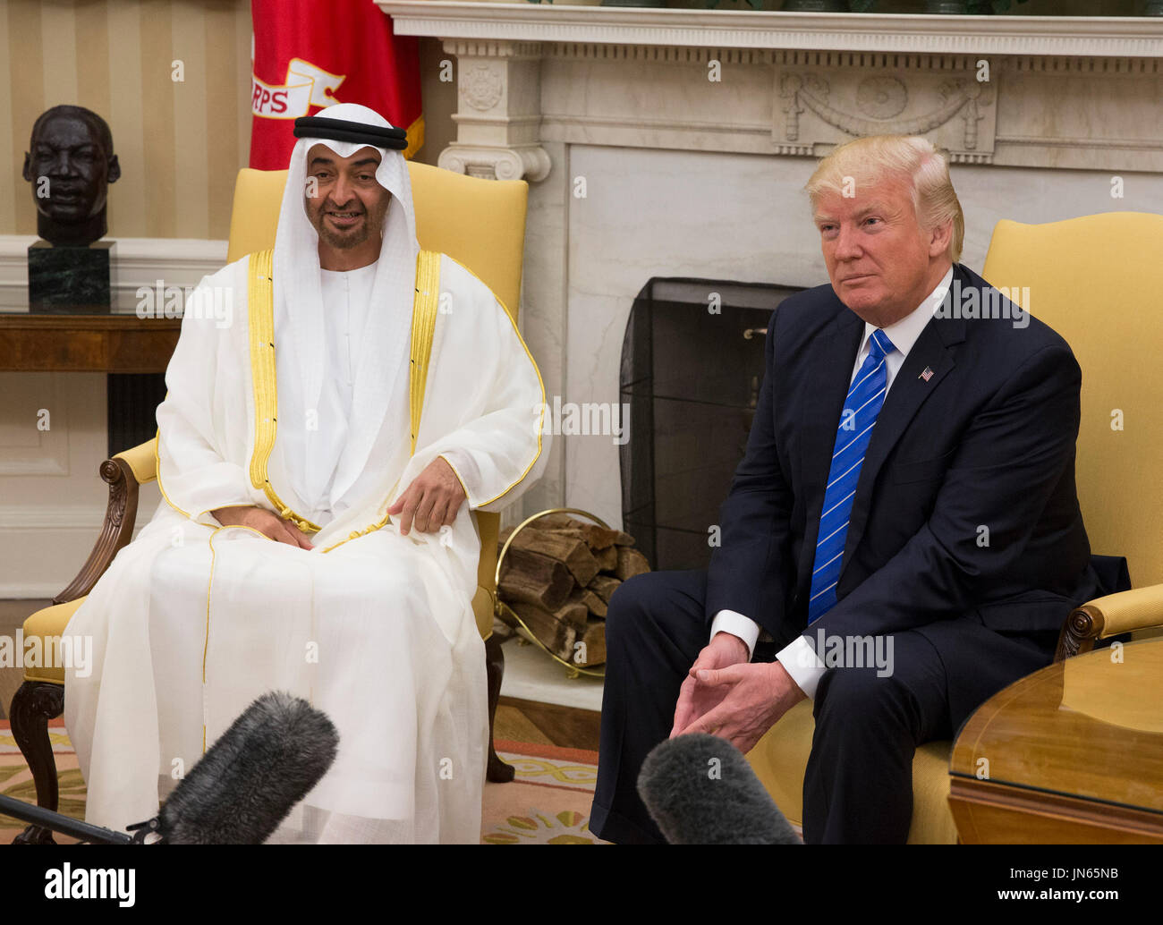 United States President Donald J. Trump poses for photographs with ...