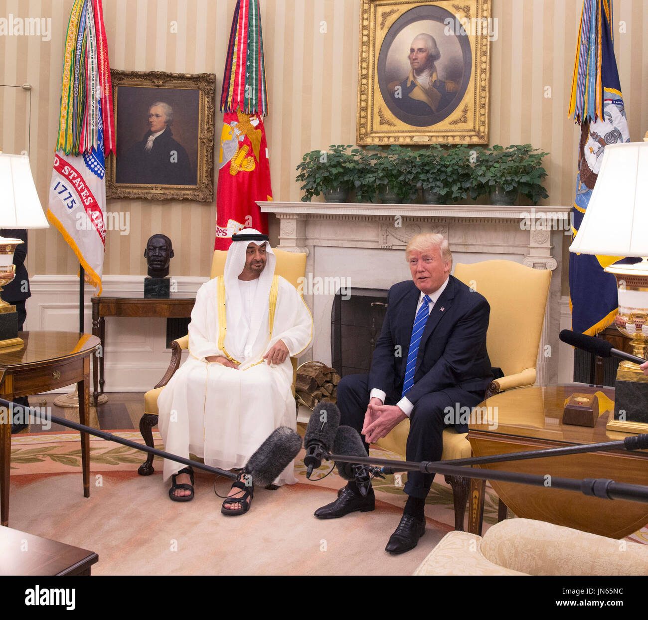 United States President Donald J. Trump poses for photographs with ...