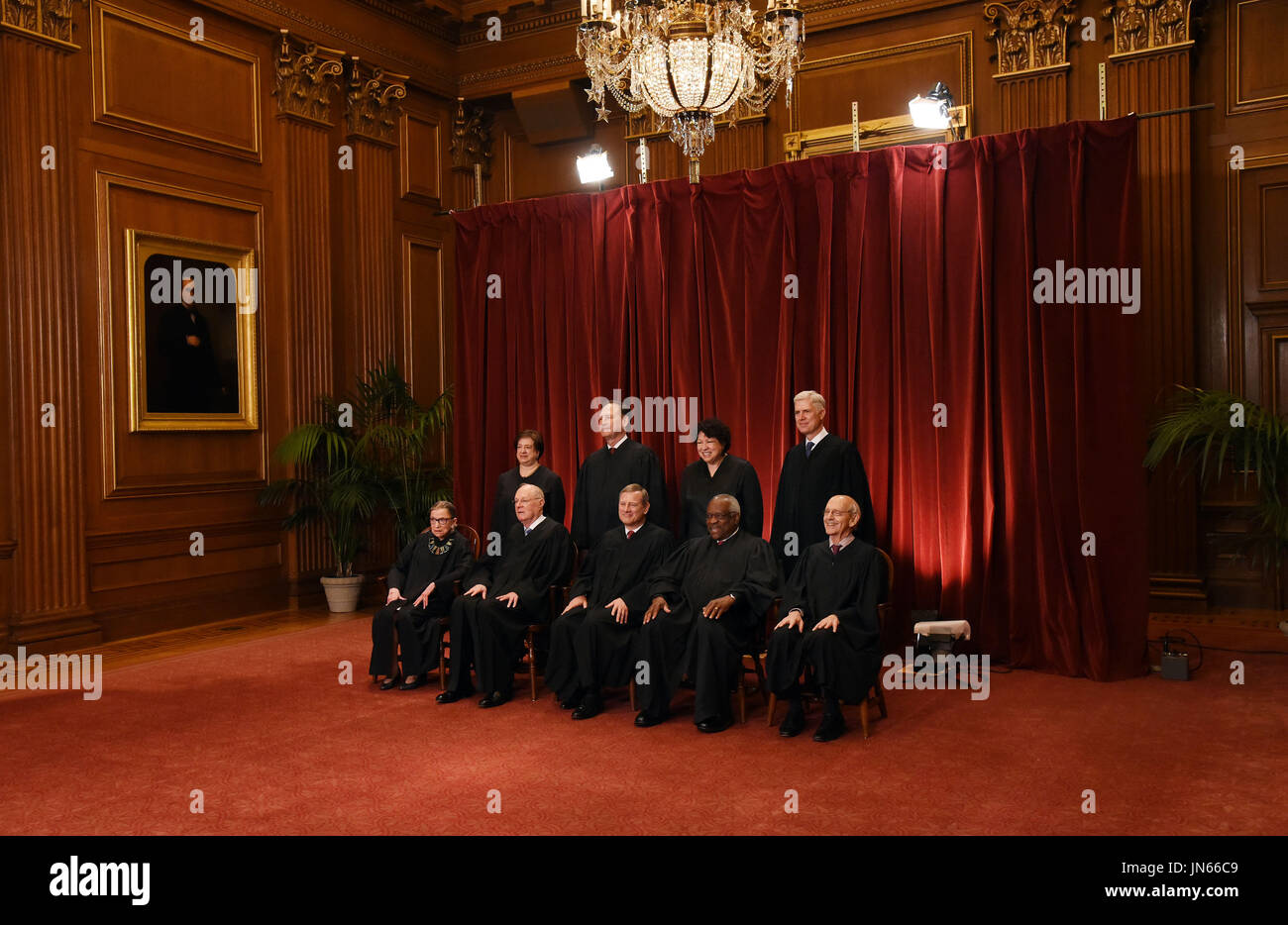 Members of the US Supreme Court pose for a group photograph at the ...