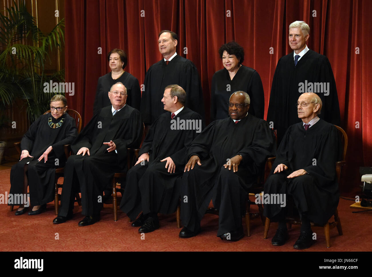 Members of the US Supreme Court pose for a group photograph at the ...