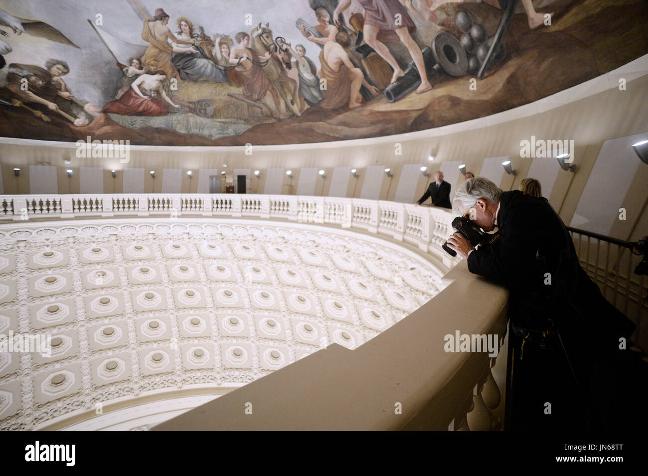 The Interior of the recently restored US Capitol dome is shown during a ...