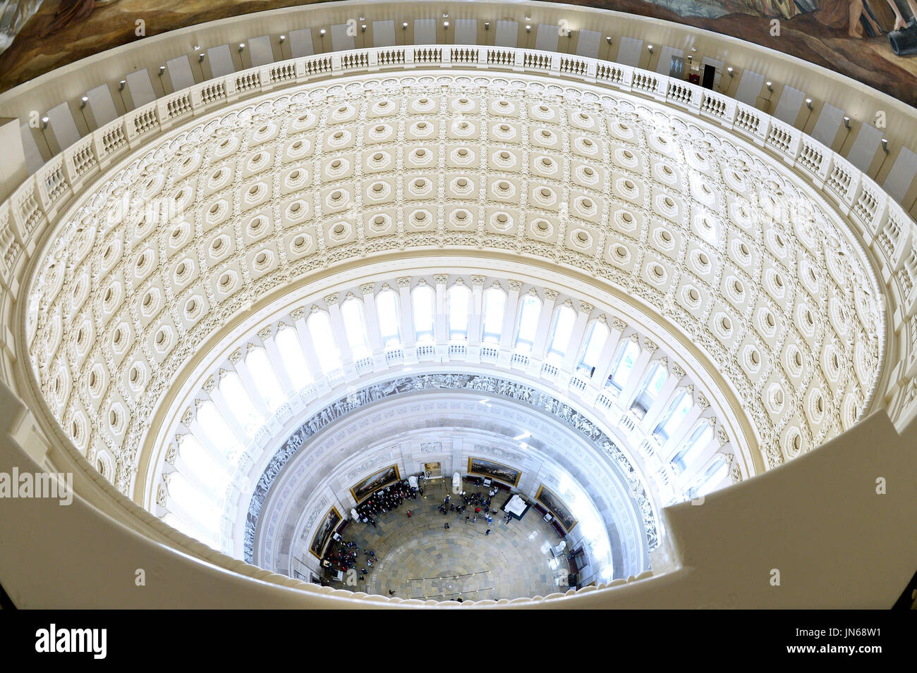 The Rotunda of the US Capitol is seen from one of the upper levels of ...