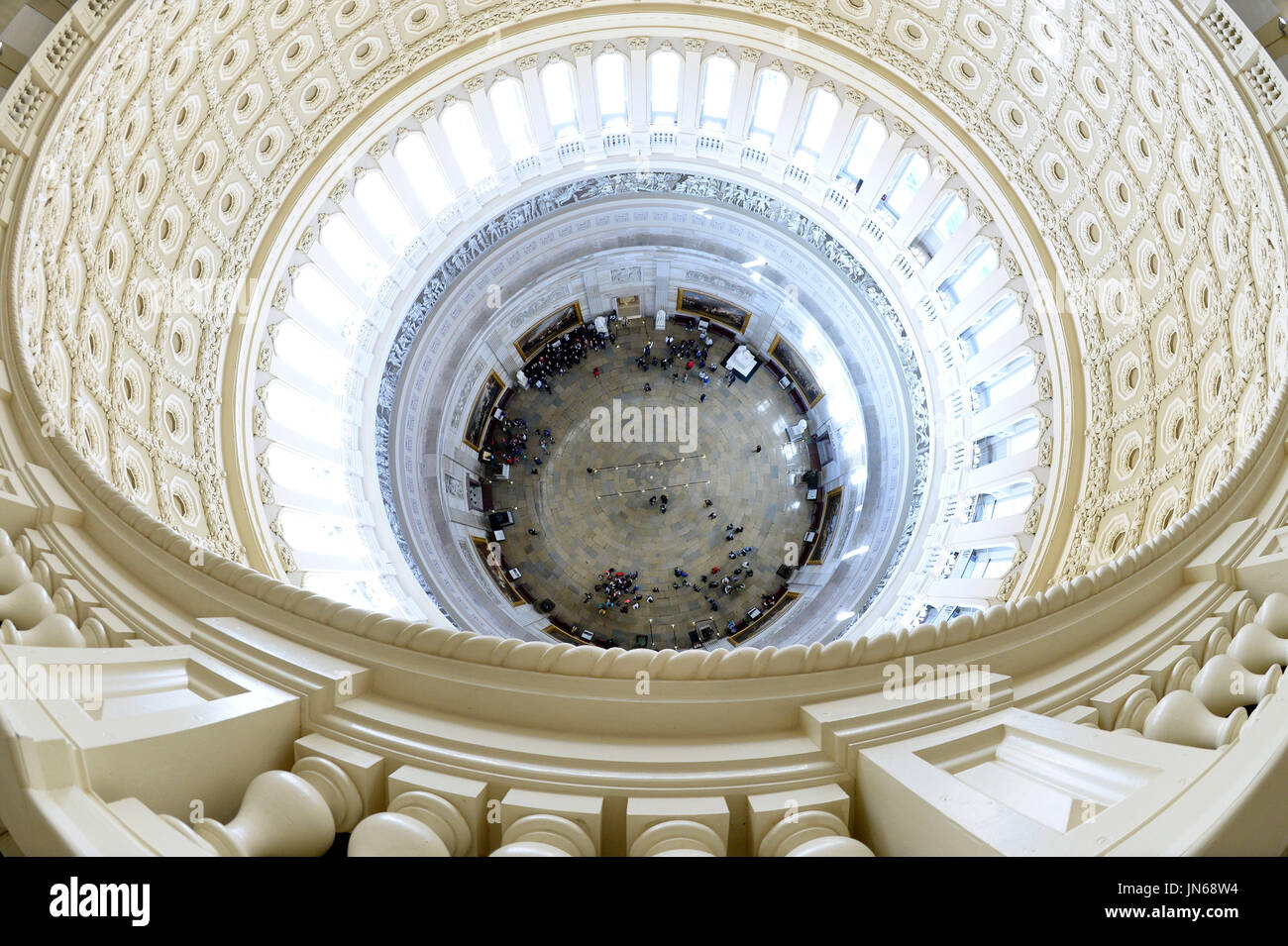 The Rotunda of the US Capitol is seen from one of the upper levels of ...
