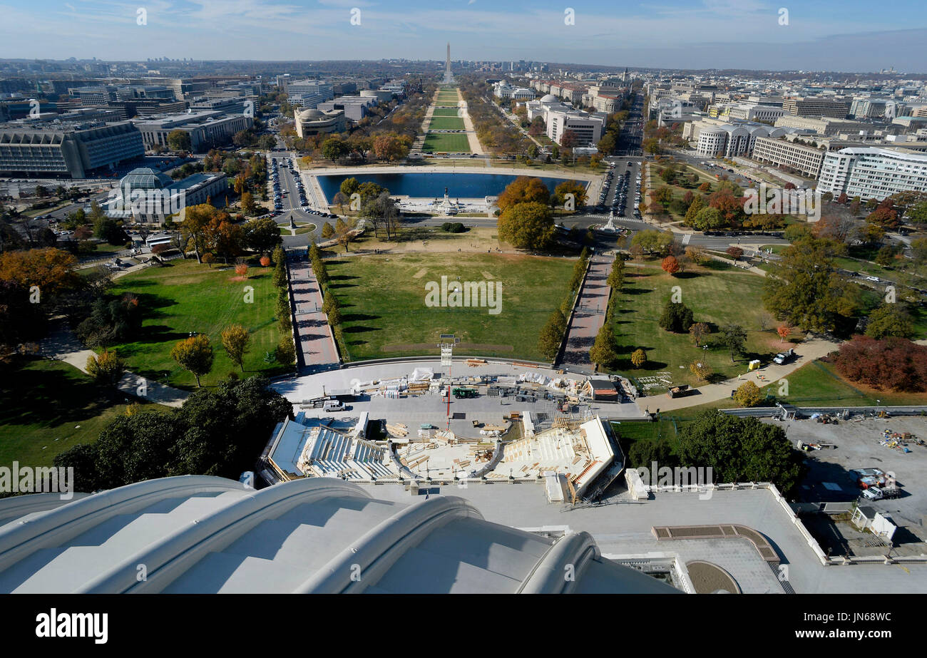 The Presidential Inauguration Stand is seen under construction in the ...