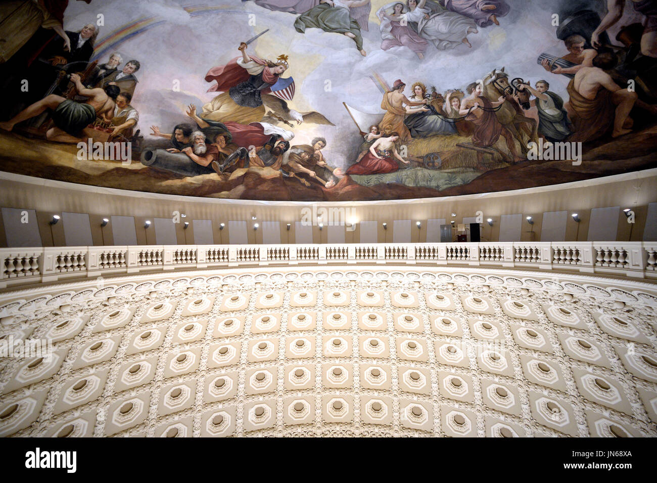 The Interior of the recently restored US Capitol dome is shown during a ...