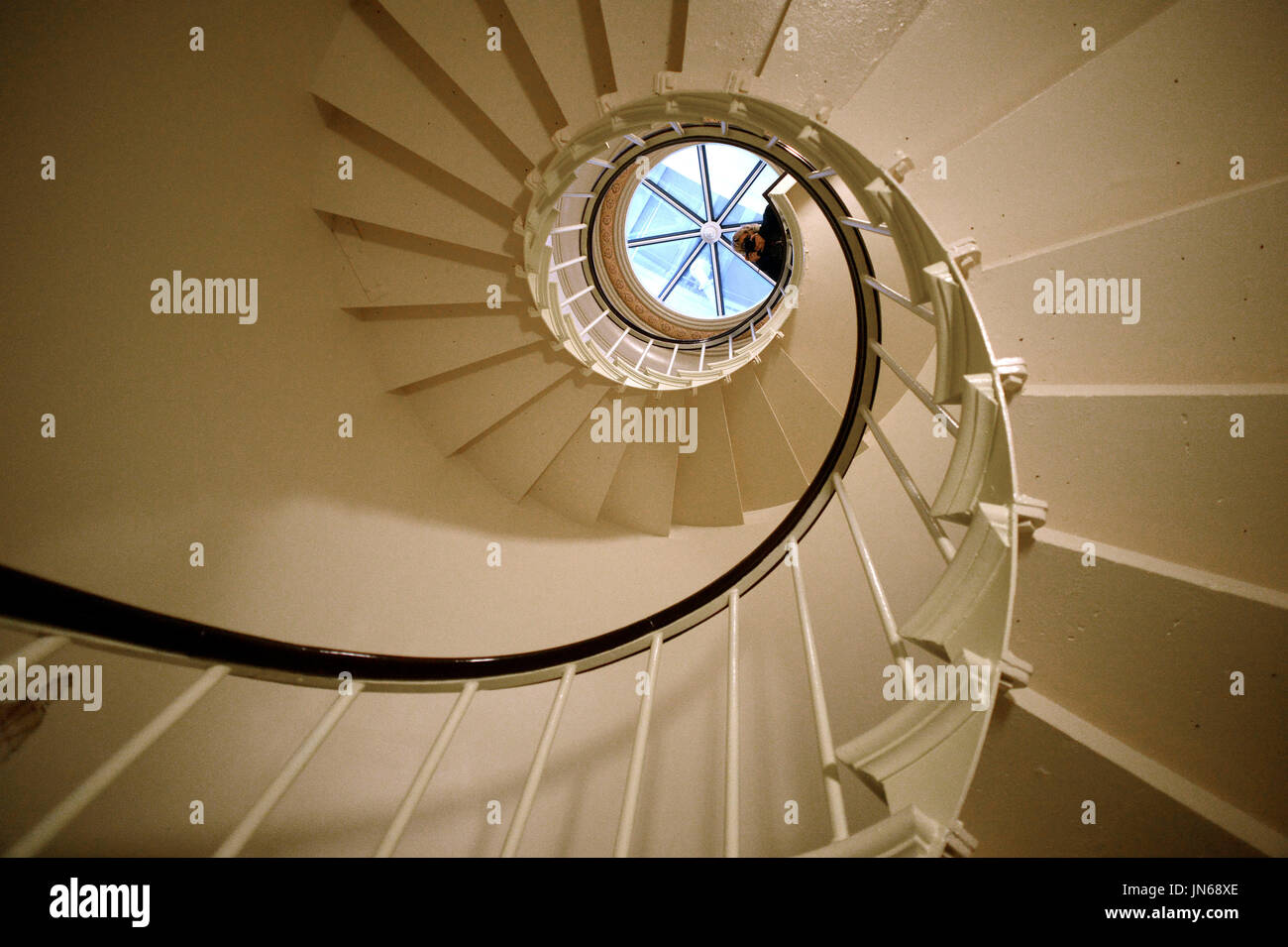 Interior stairs to get to the newly-restored interior dome are seen at ...