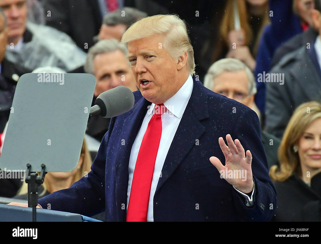 Donald J. Trump delivers his Inaugural Address after being sworn-in as ...