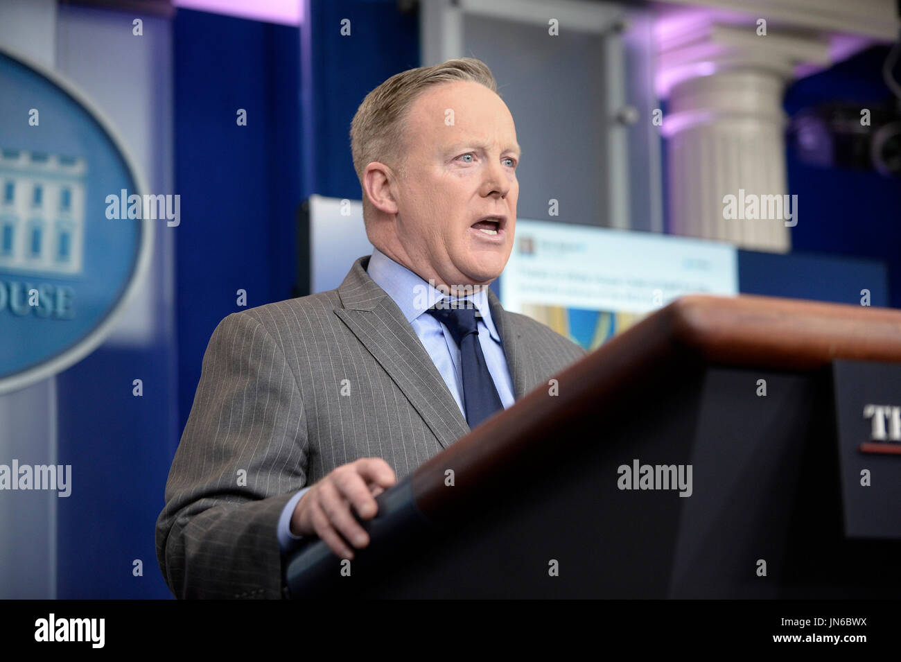 White House press secretary Sean Spicer delivers angry remarks as he ...