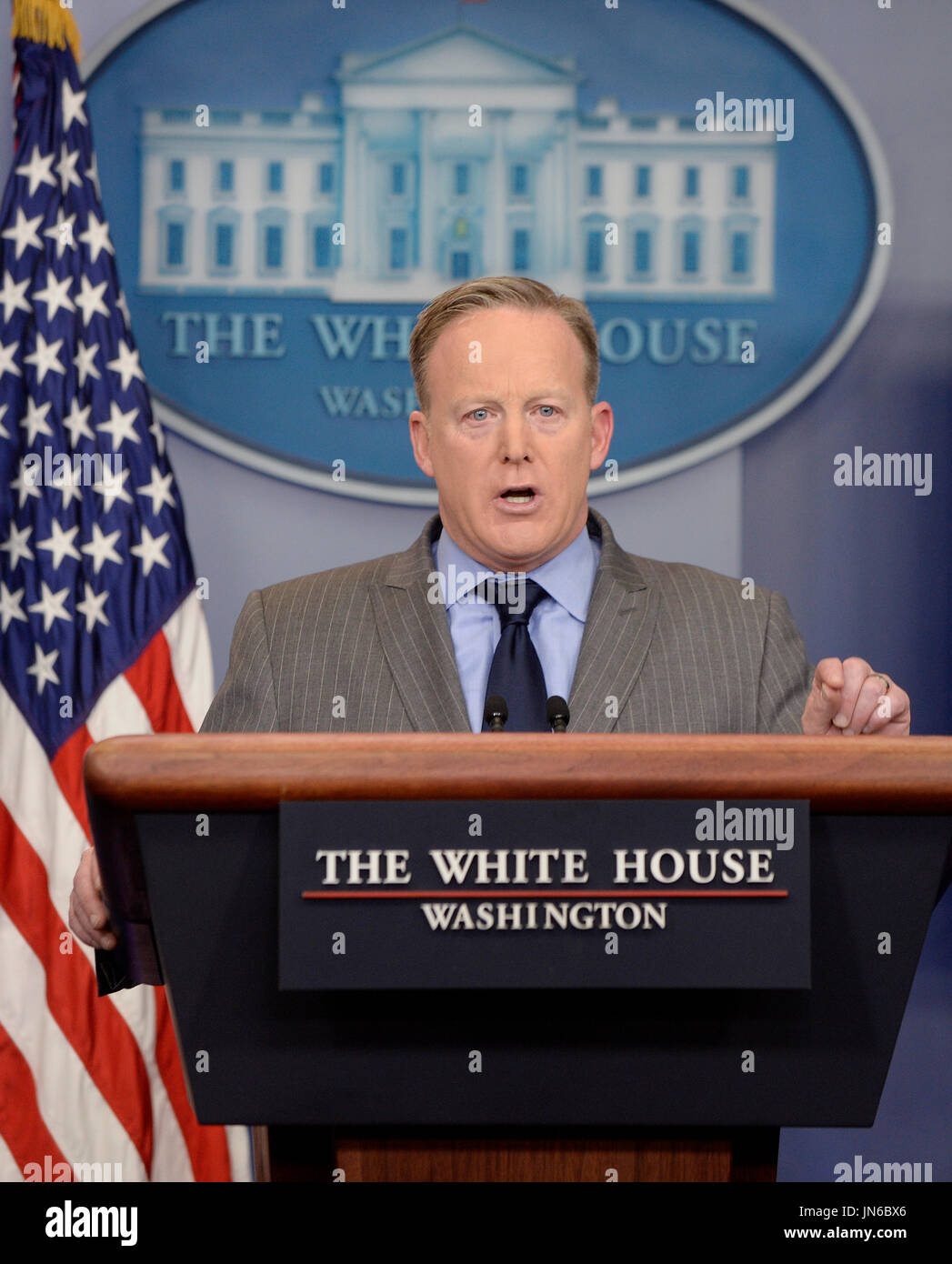 White House press secretary Sean Spicer delivers angry remarks as he ...