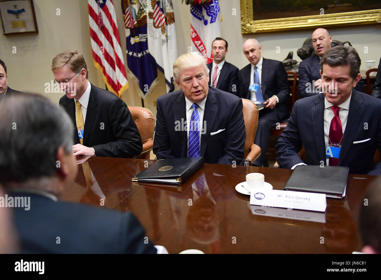 United States President Donald Trump makes remarks as he hosts a ...
