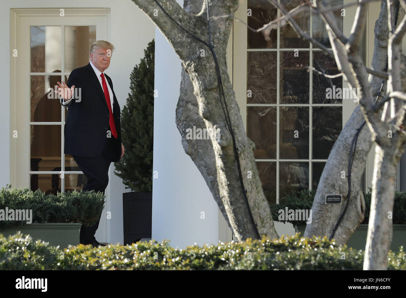 United States President Donald Trump returns to the White House after ...