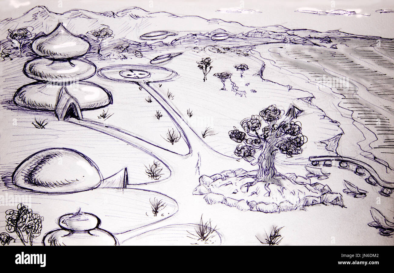 Architecture sketch Future Vision Home Houses Buildings Stock Photo - Alamy