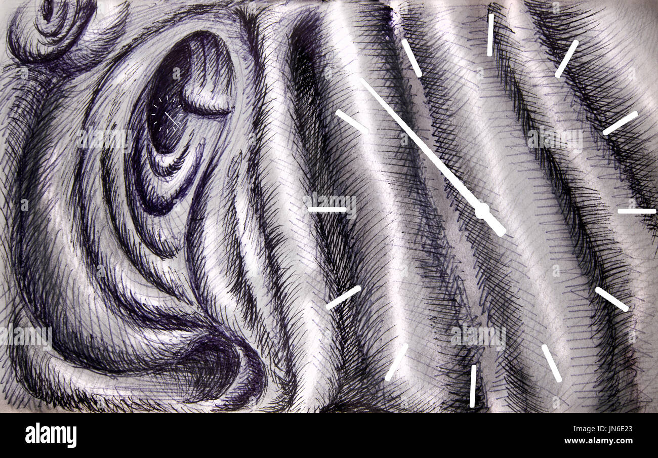 metaphysical time concept, quantum jump, pencil sketch illustration ...
