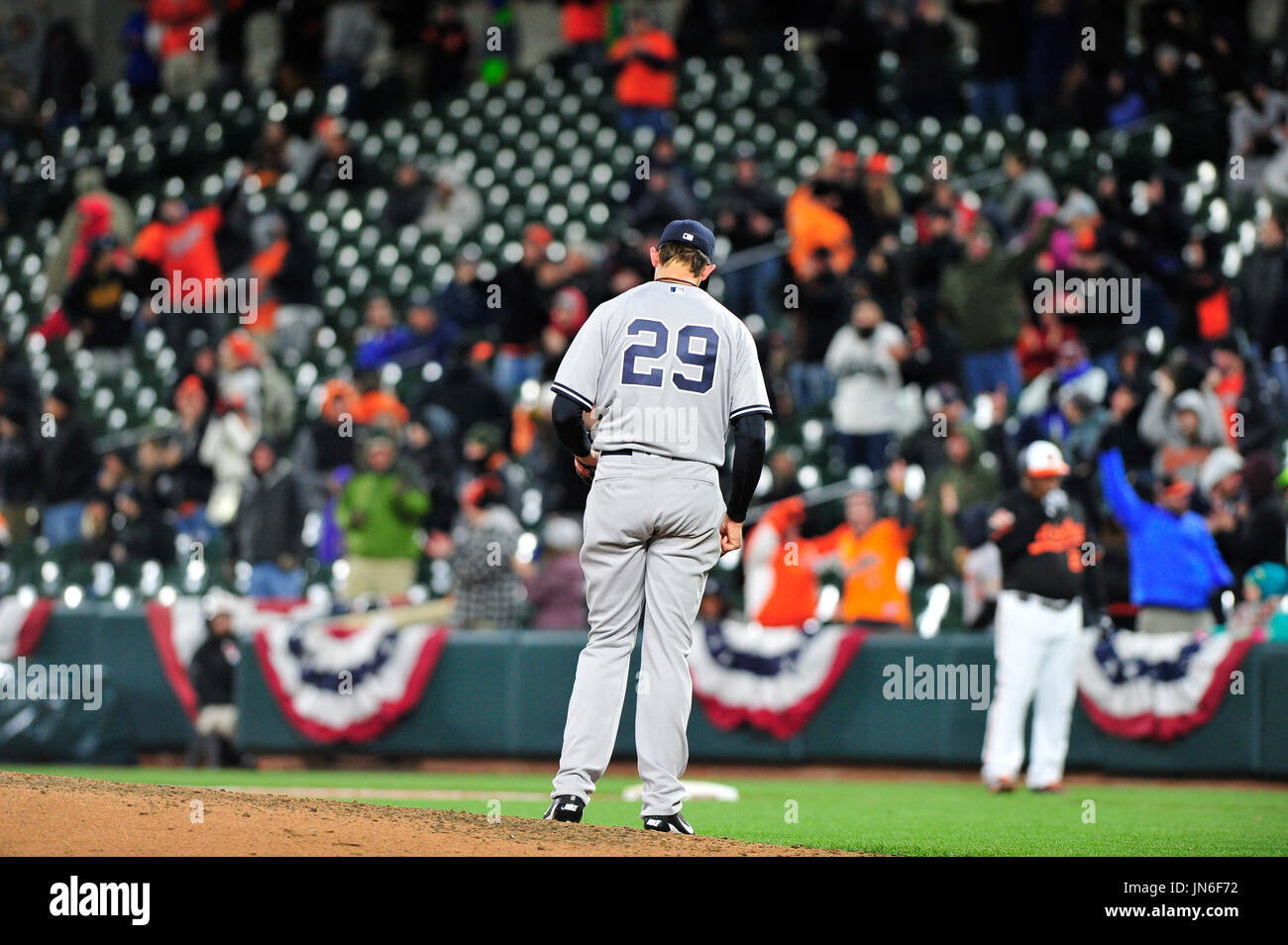 New York Yankees relief pitcher Tyler Clippard (29) bows his head after ...