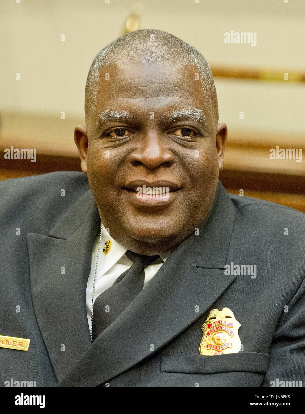 Fire Chief Joel Baker, Atlanta Fire Rescue Department, awaits the ...